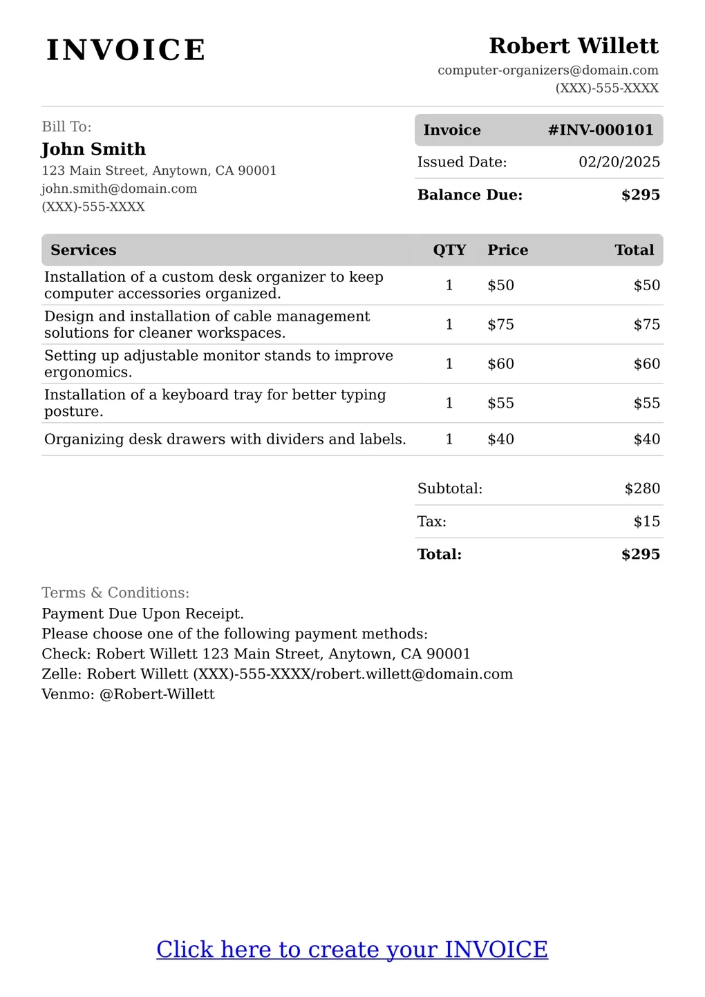 AroundWire: Free Computer Organizers Invoice Template