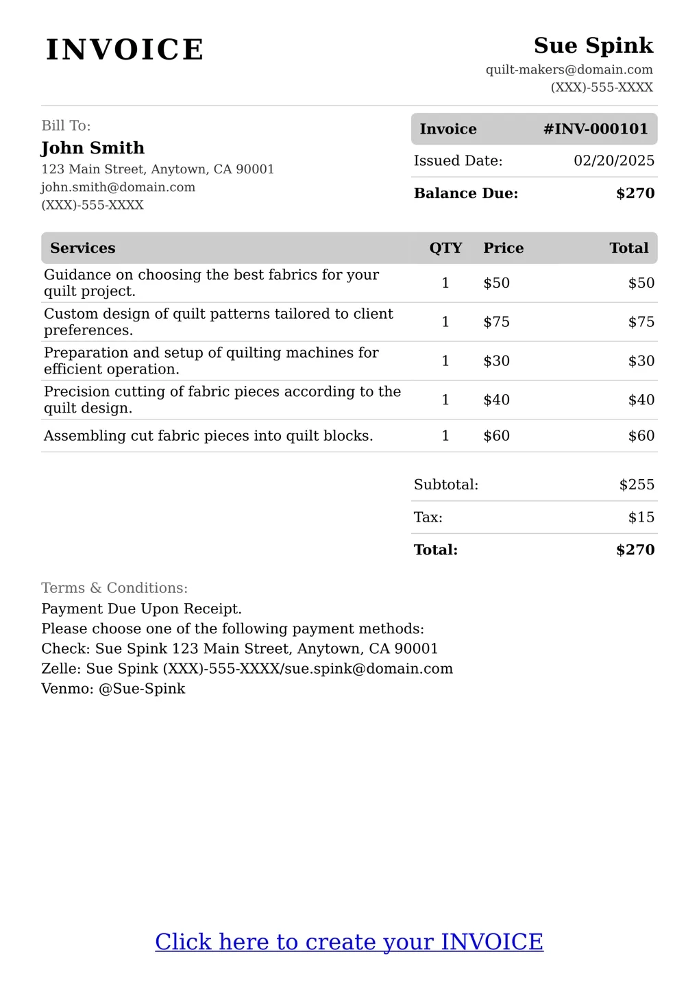 AroundWire: Free Quilt Makers Invoice Template